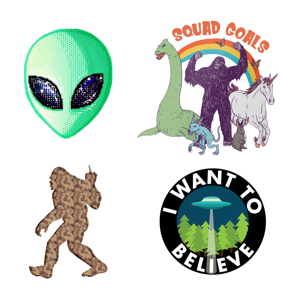 Aliens & Cryptids Die Cut Stickers – Pink Pineapple Works