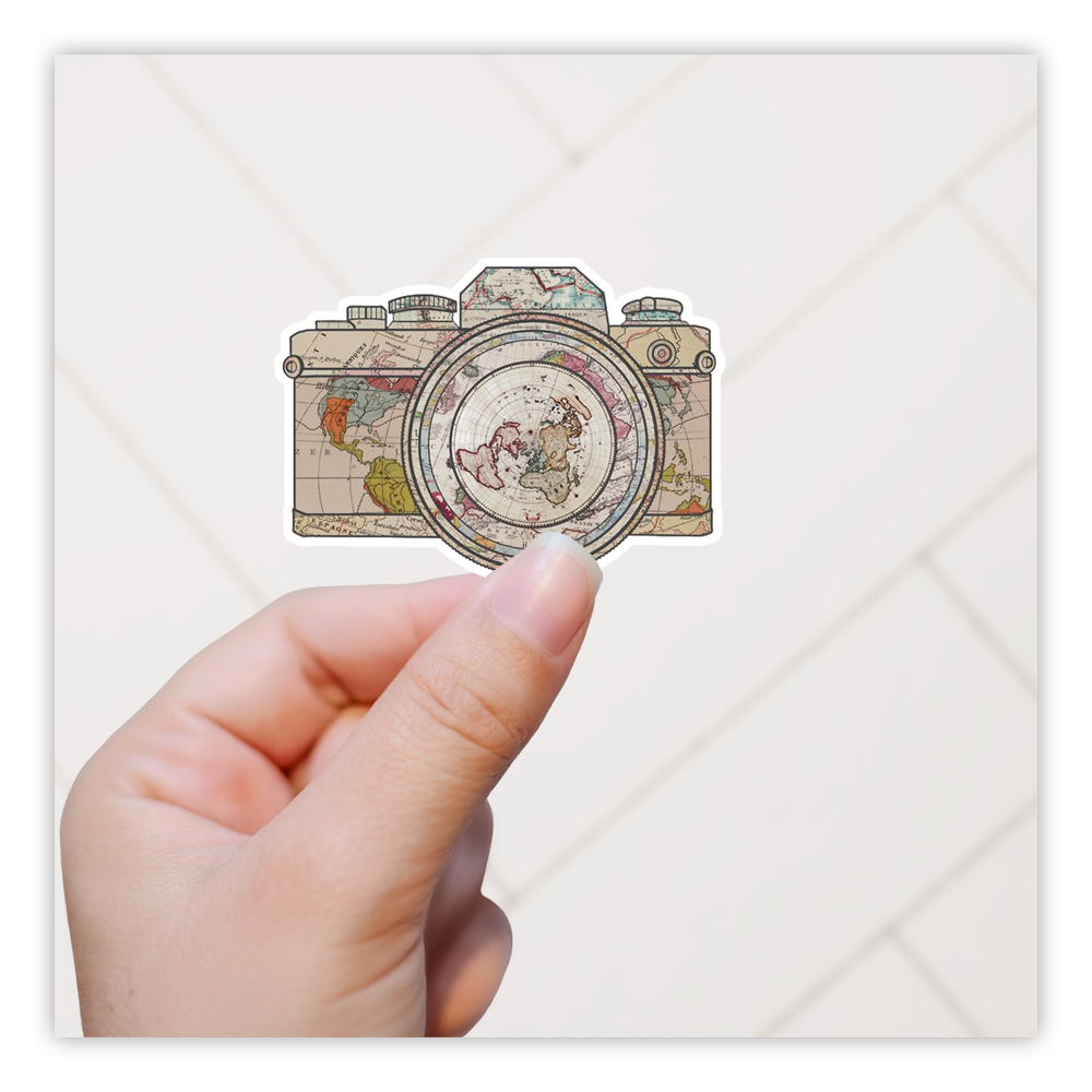 Travel Map Camera Die Cut Sticker (184) – Pink Pineapple Works